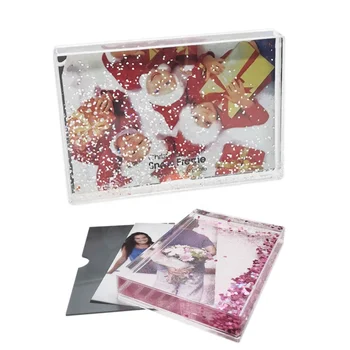 4x6 Instax Liquid Glitter Photo Frame Clear Crystal Acrylic Water ...