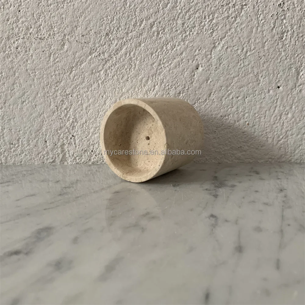 Classical Beige Travertine Cylindrical Stone Incense Block 2.5'' - Buy ...