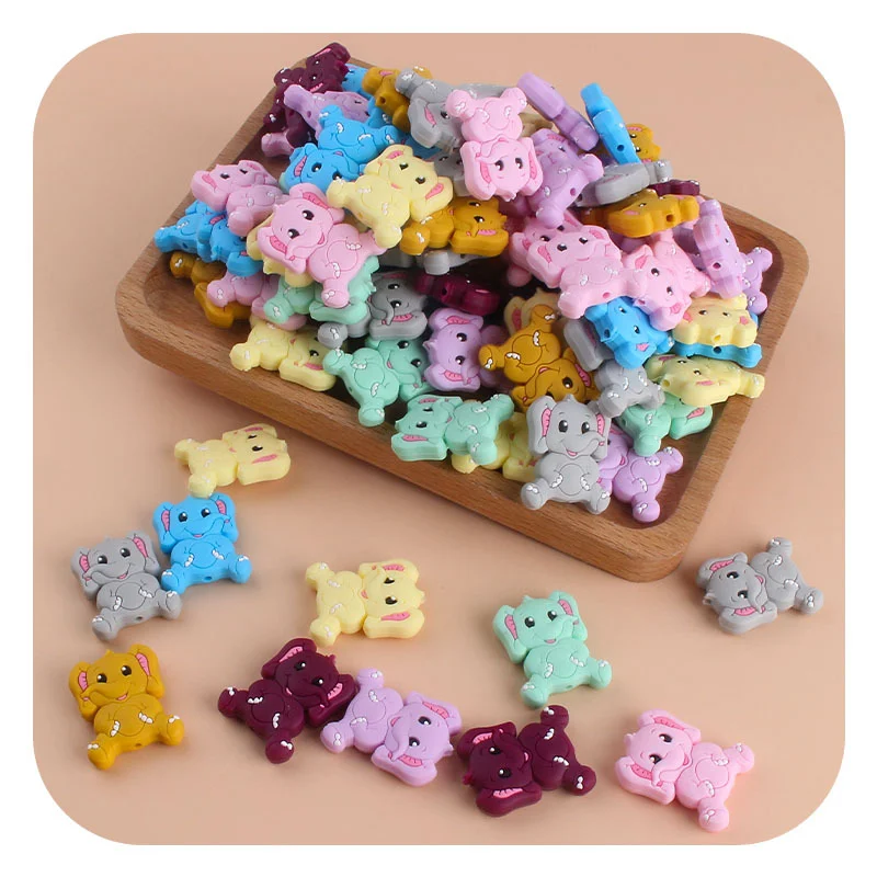 Creative Diy Baby Products Cartoon Animals Elephant Silicone Bead Toy ...