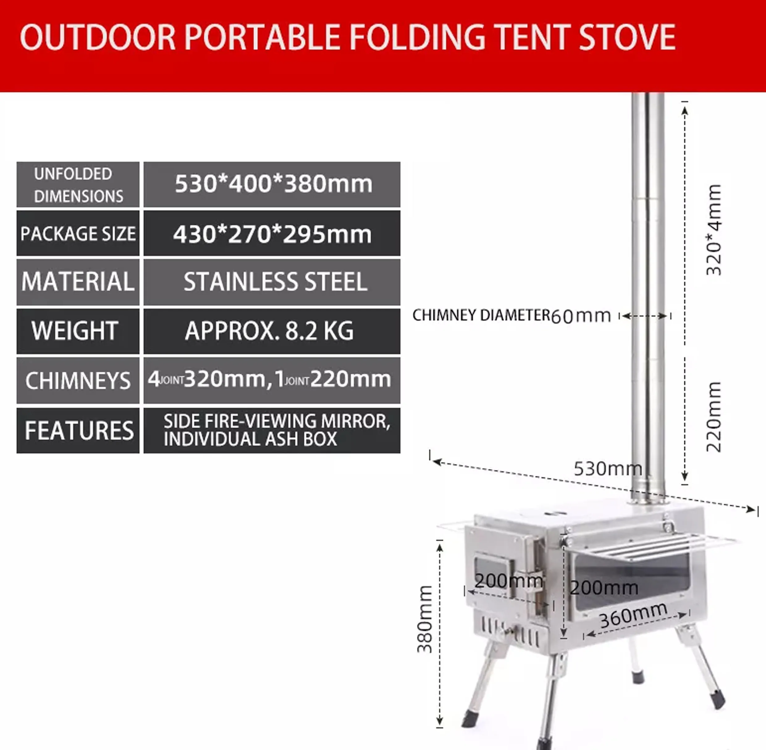 Smokeless Charcoal Cooking Portable Outdoor Home Camping Stove With ...