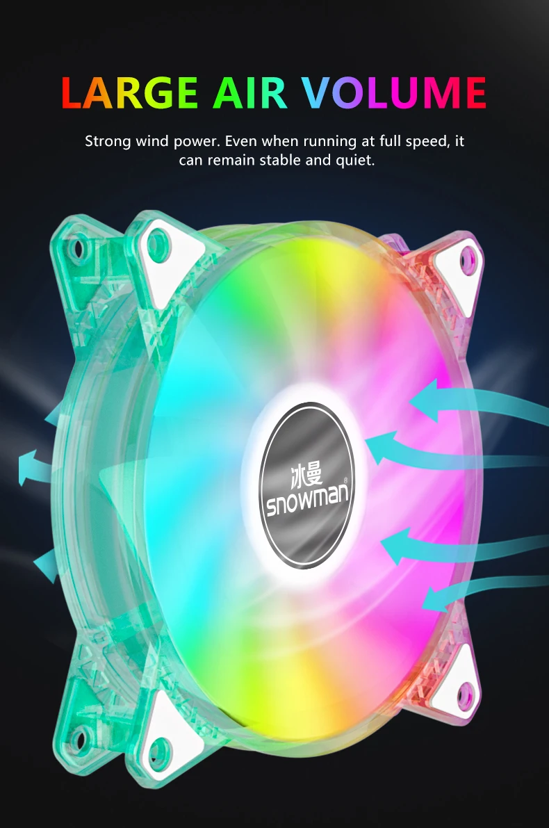 Snowman High Performance Quiet 12v Dc Pwm Sync Pc Cooling Fan Led Computer Case Fan Ventiladores ...