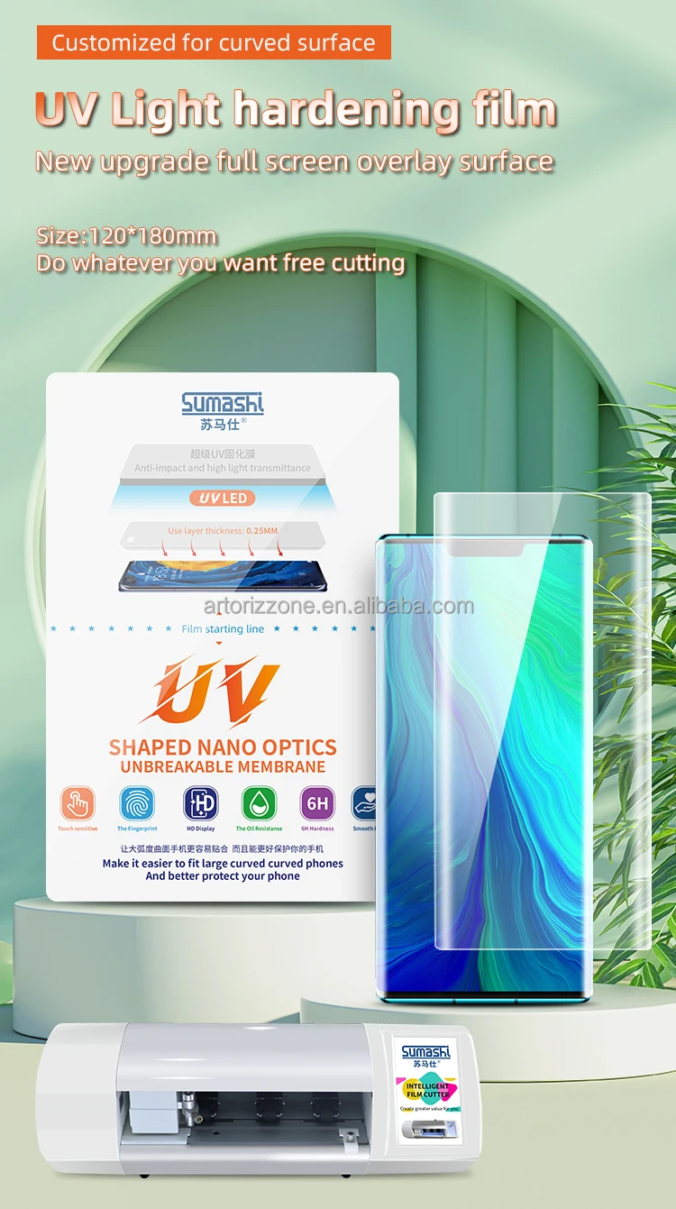 Cutting Machine Mobile Phone 9H Flexible Nano TPU UV Skin Sheet 0.25mm HD clear Hydrogel UV ...