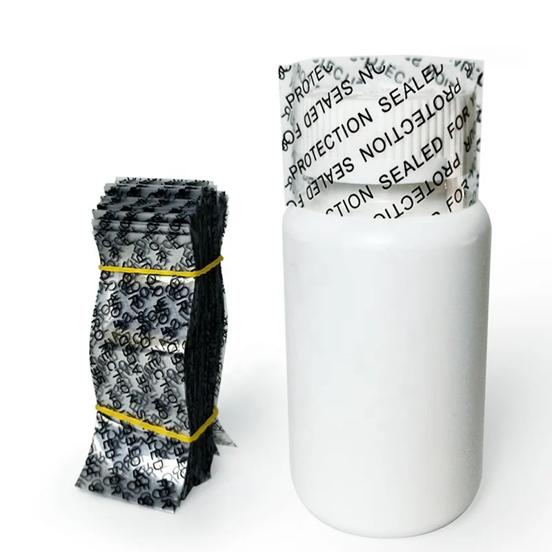 Printed Perforated Safety Shrink Wrap Seal Bands for Bottle Caps PVC Heat Shrink Band with Easy ...
