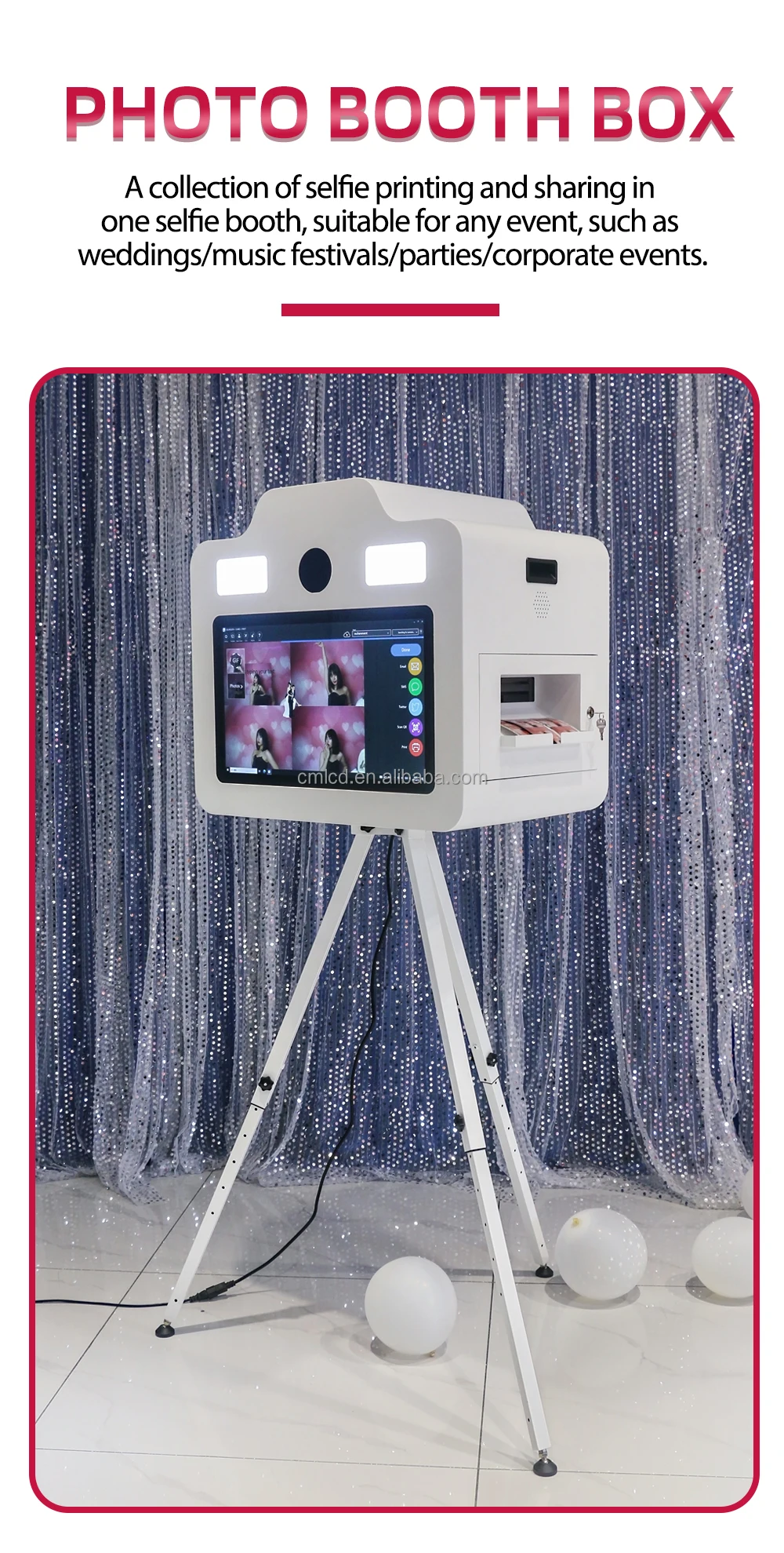 Portable Selfie Machine Photo Booth 21.5 Inch Touch Screen Instant ...