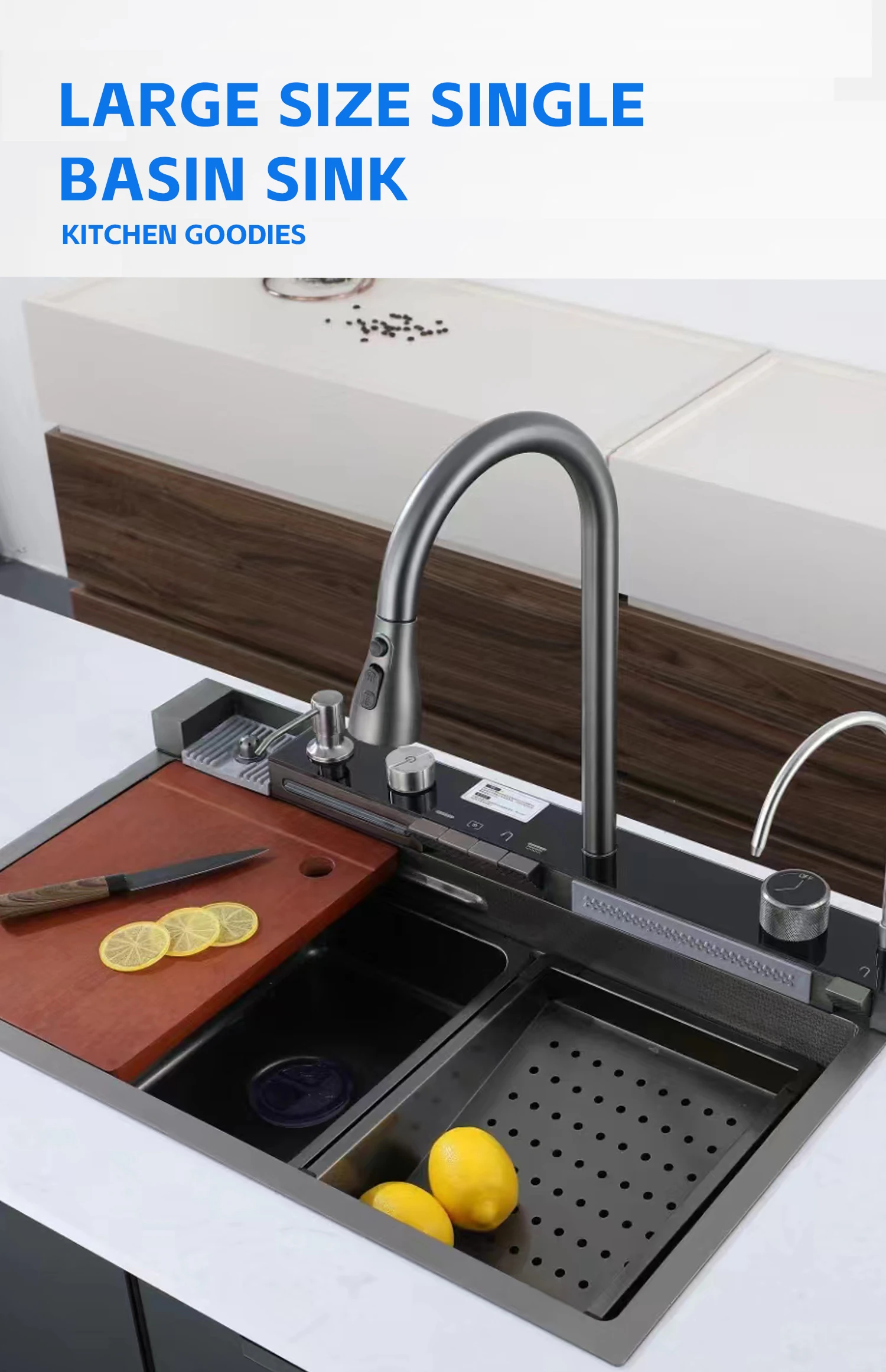 Modern Multi-Functional Sink with Digital Display & Faucet