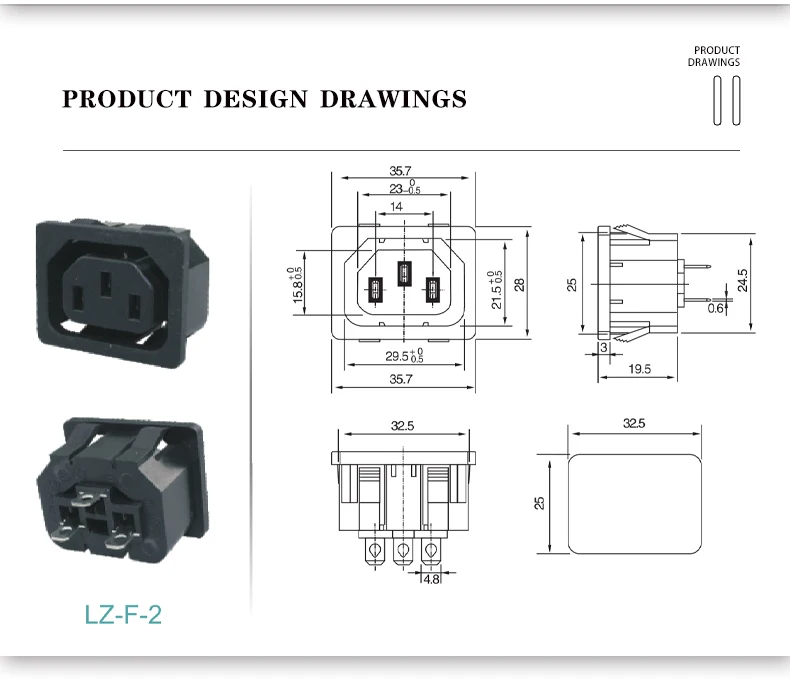 LZ-F-2 C13 3P Female Power Socket - Reliable Industrial Use