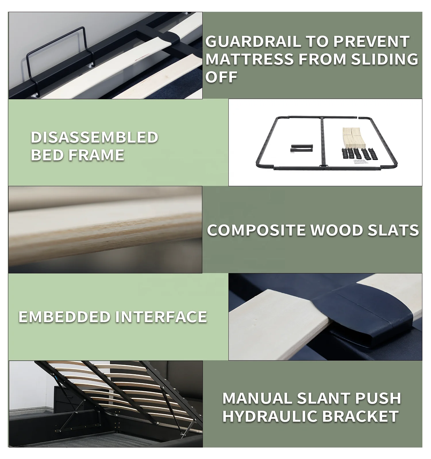 Home Furniture Storage Bed Disassembled Upholstered Metal Bed Frame ...