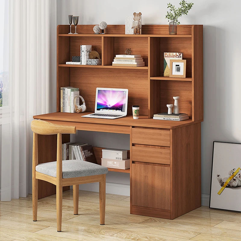Modern Computer Desk With Integrated Bookshelf And Chair Simple Design ...