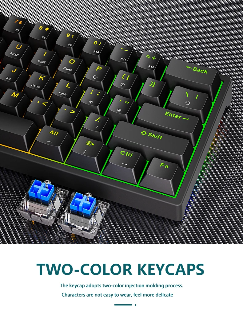 K33 Mini Wired 61-Keys ABS Keycaps RGB 60 Percent Gaming Mechanical ...