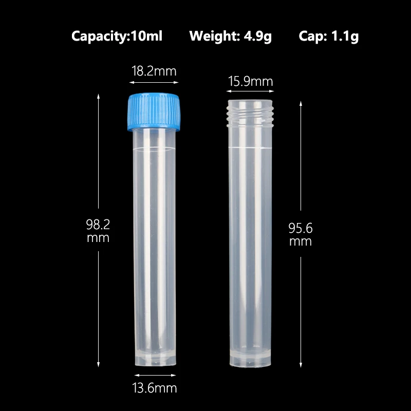 5ml Plastic Pp Test Tubes Screw Caps Small Bottle Vial Storage ...