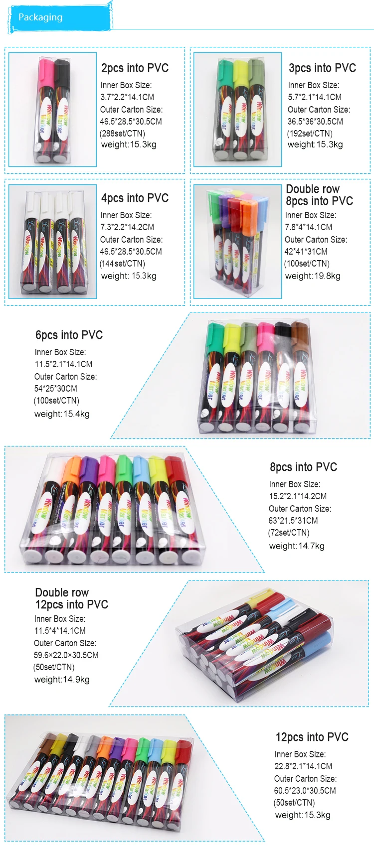 Mega 8 Pack Premium Multi Colorful Liquid Chalk Marker Pen With ...