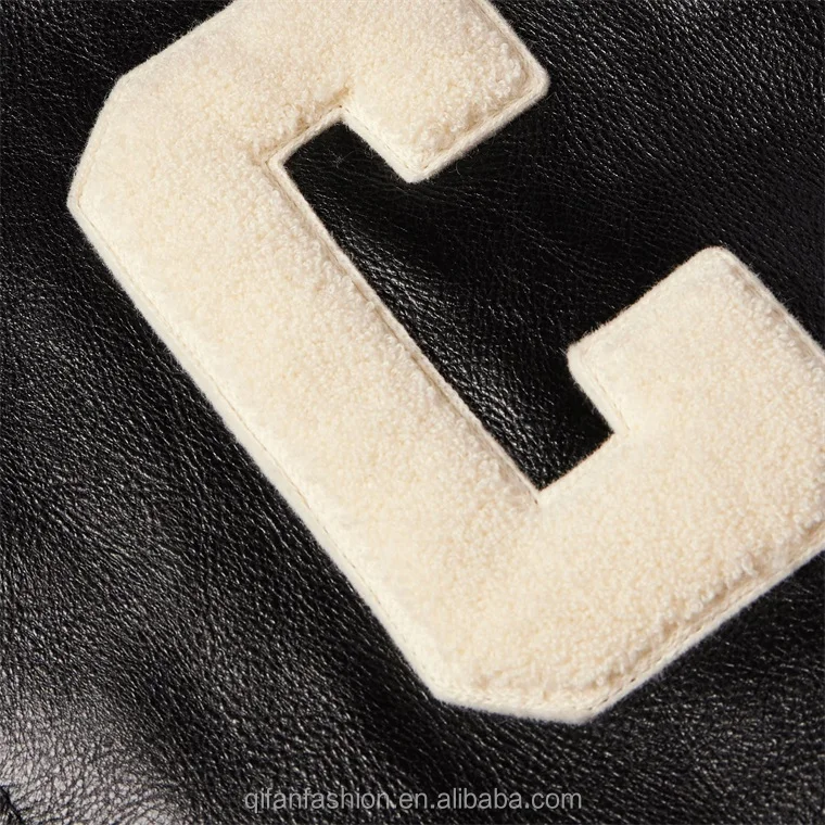 Custom Chenille Embroidered Letterman Leather Bomber Jacket for Men