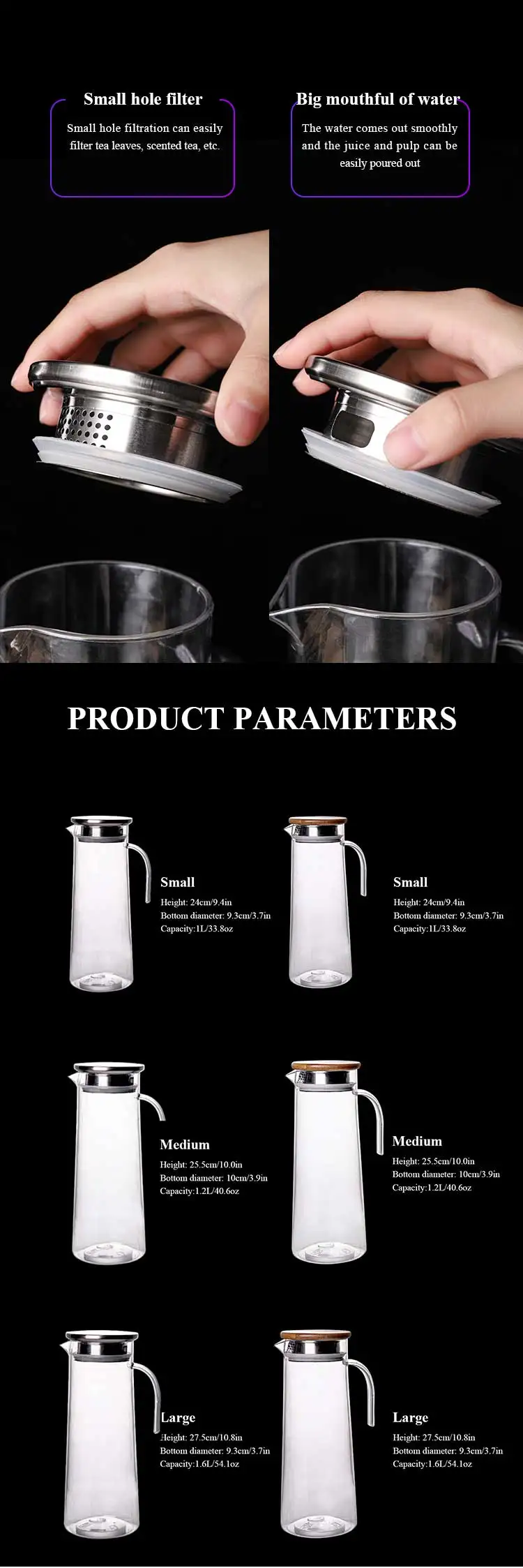New 2L Unbreakable Kettle Filter Jug Heat Resistance Amber Colored ...