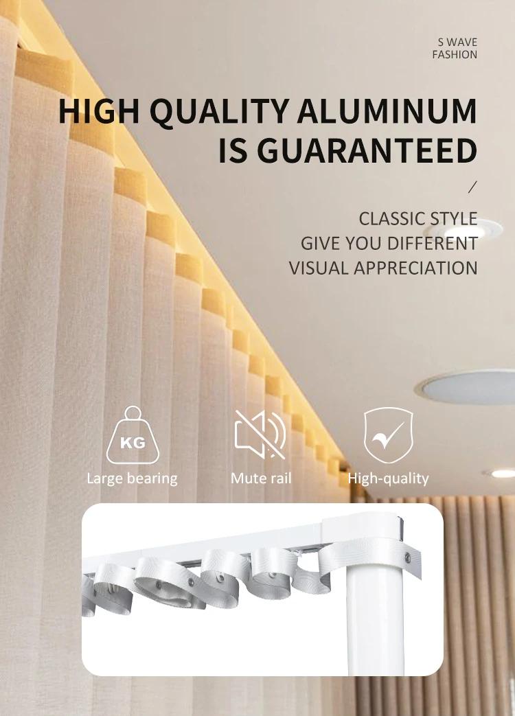 Automatic Ripple Fold Curtain Track Best Selling Super Smooth Modern S ...