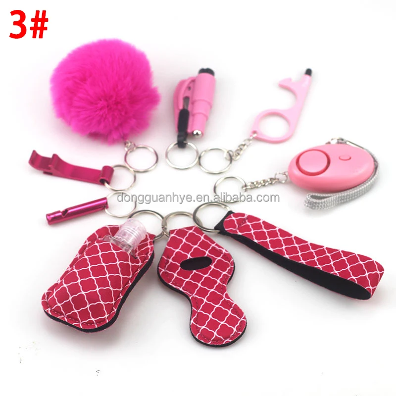 Custom Led Light Women Self Defense Key Chain With Diamond Metal ...