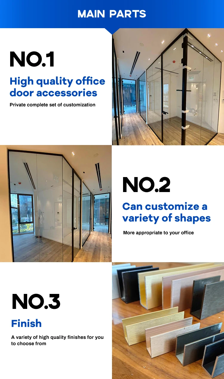 Customization Aluminium Frame Office Glass Partition Office Glass Wall Partitions Office Glass ...