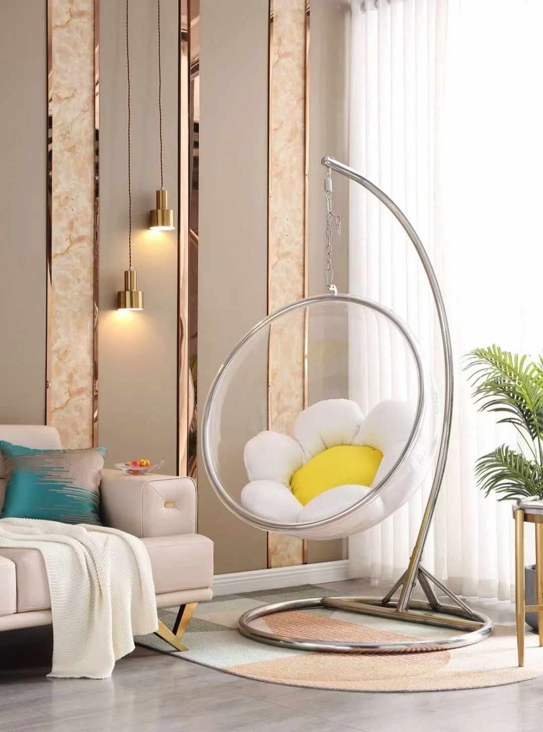 Alibaba.com: New Transparent Glass Ball Hanging Chair, ideal for indoor ...