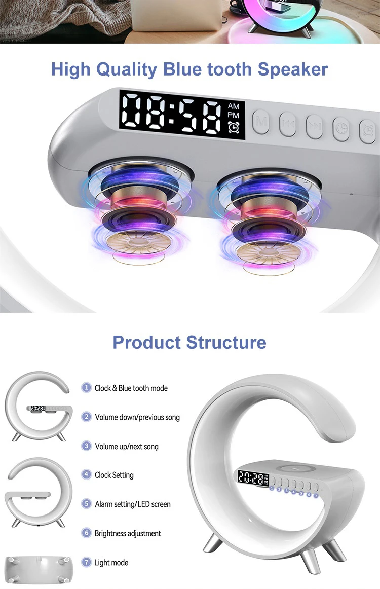 New G Lamp Bluetooth Speaker Wireless Charger Atmosphere Lamp With ...