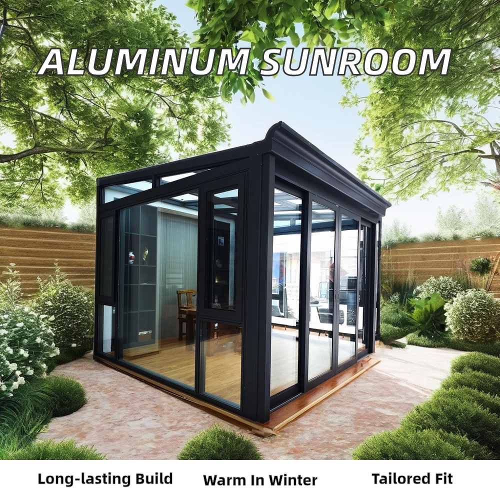 High Quality Modern Aluminum Profile for Outdoor Sunrooms Coffee Rooms Tempered Glass Roof Flat ...