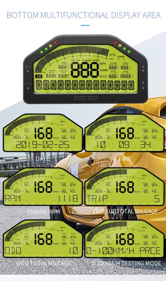 Ramainer 9 In 1 Rally Car Race Dash Dashboard Lcd Digital Display Gauge ...