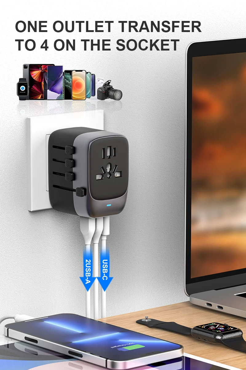 Ouliyo Universal Adapter Traveluniversal Travel Adapter Pd Fast Charger ...