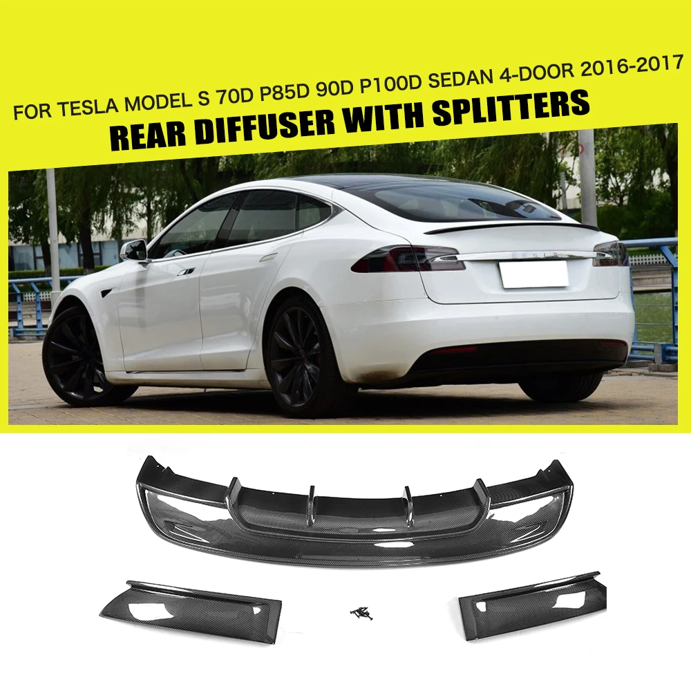 Vacuum Carbon Rear Diffuser Splitters For Tesla Model S 70d P85d 90d ...