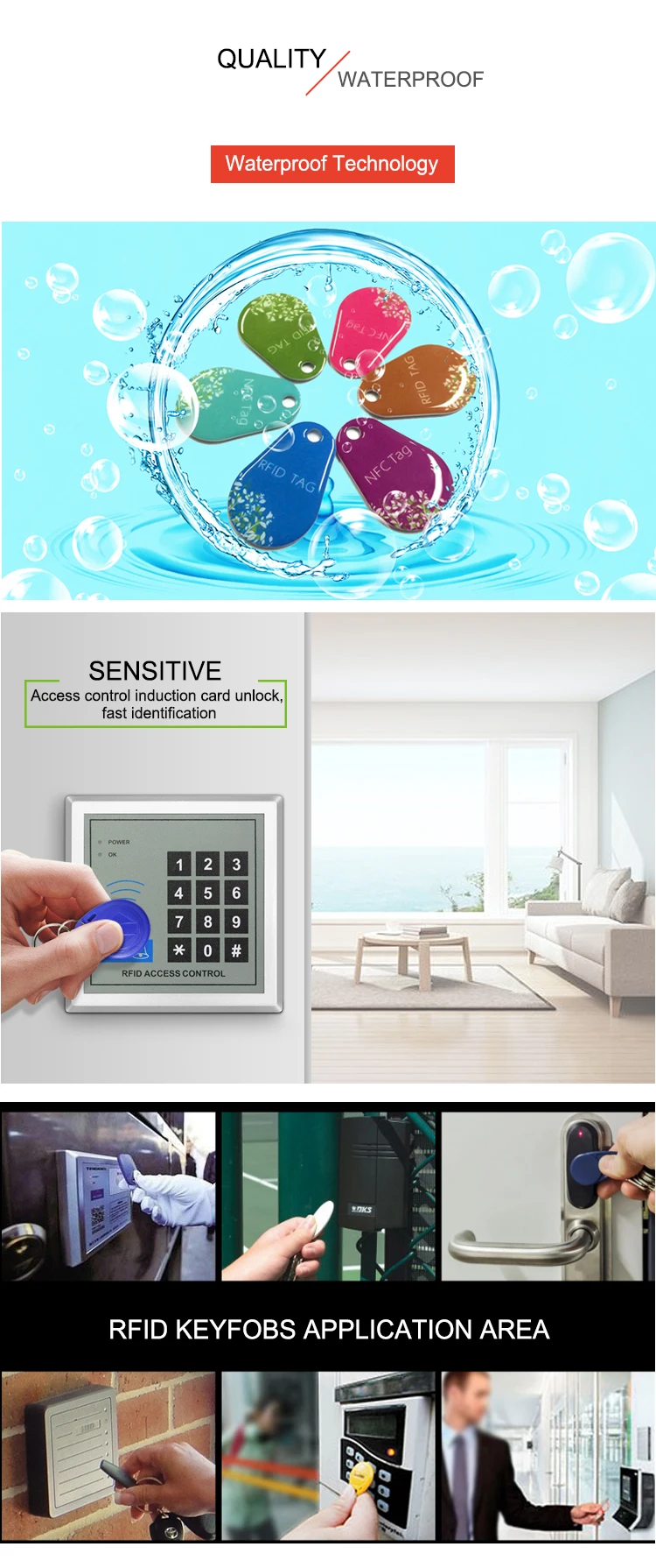 Custom Design 125khz Smart Hotel Locks Key Fobs Keychain RFID Keyfobs ...