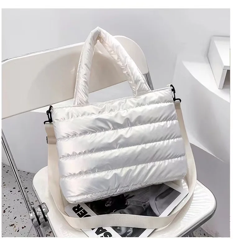Custom Ladies Winter Quilted Puffer Handbags - Large Capacity
