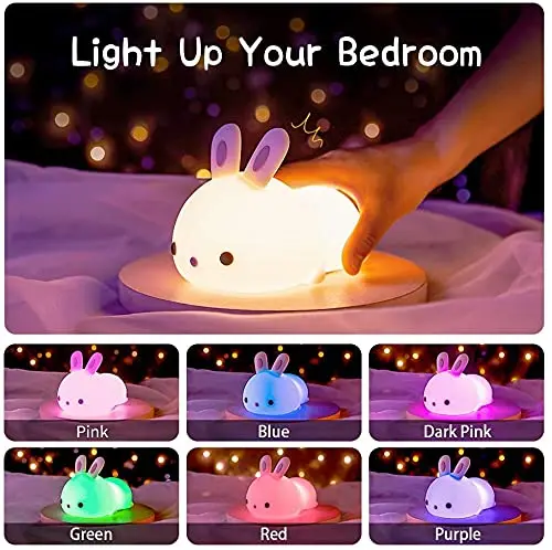 Mini Cute Rabbit Custom Silicone Bunny Baby Lamp Kids Led Kawaii Night ...