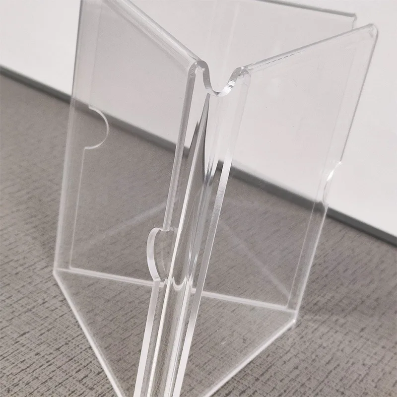 Triangle Clear Acrylic Menu Holder - Stylish & Durable