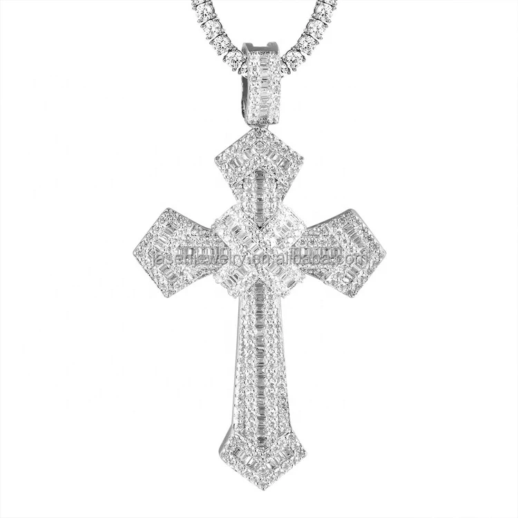 Custom Iced Out Cross Necklace Pendant Hip Hop Jewelry - Buy 925 ...