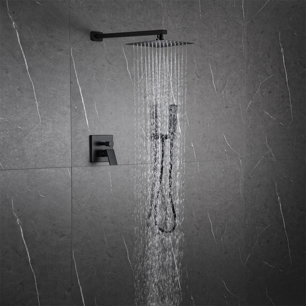 Modern Bathroom Tap Black Finish Brass Hot Cold Water Faucet Supply 2 ...