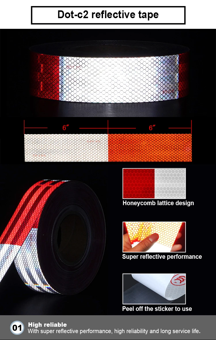 MANCAI Reflective Tape 2"x12" X30 Pack Red/White Reflective Sticker DOT ...