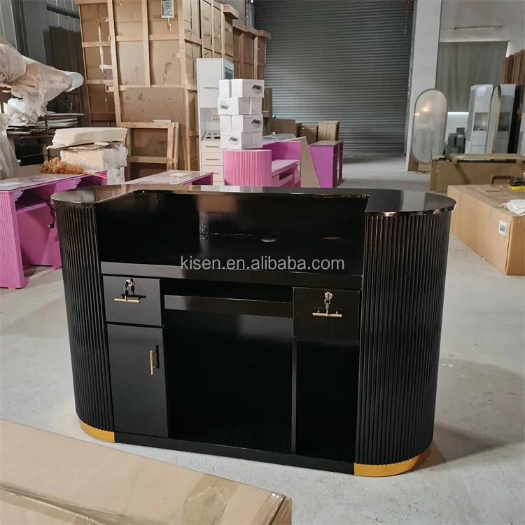 Kisen Modern Linear Reception Desk Pink Black Blue Green Counter Front ...