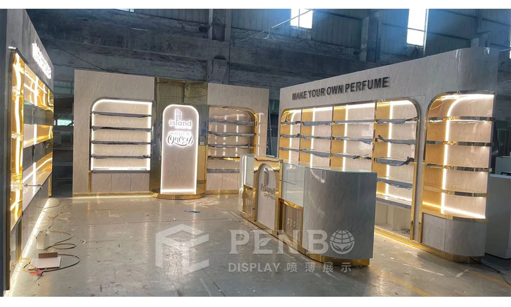 Luxury Marble Retail Perfume Display Cabinet - Modern Dubai