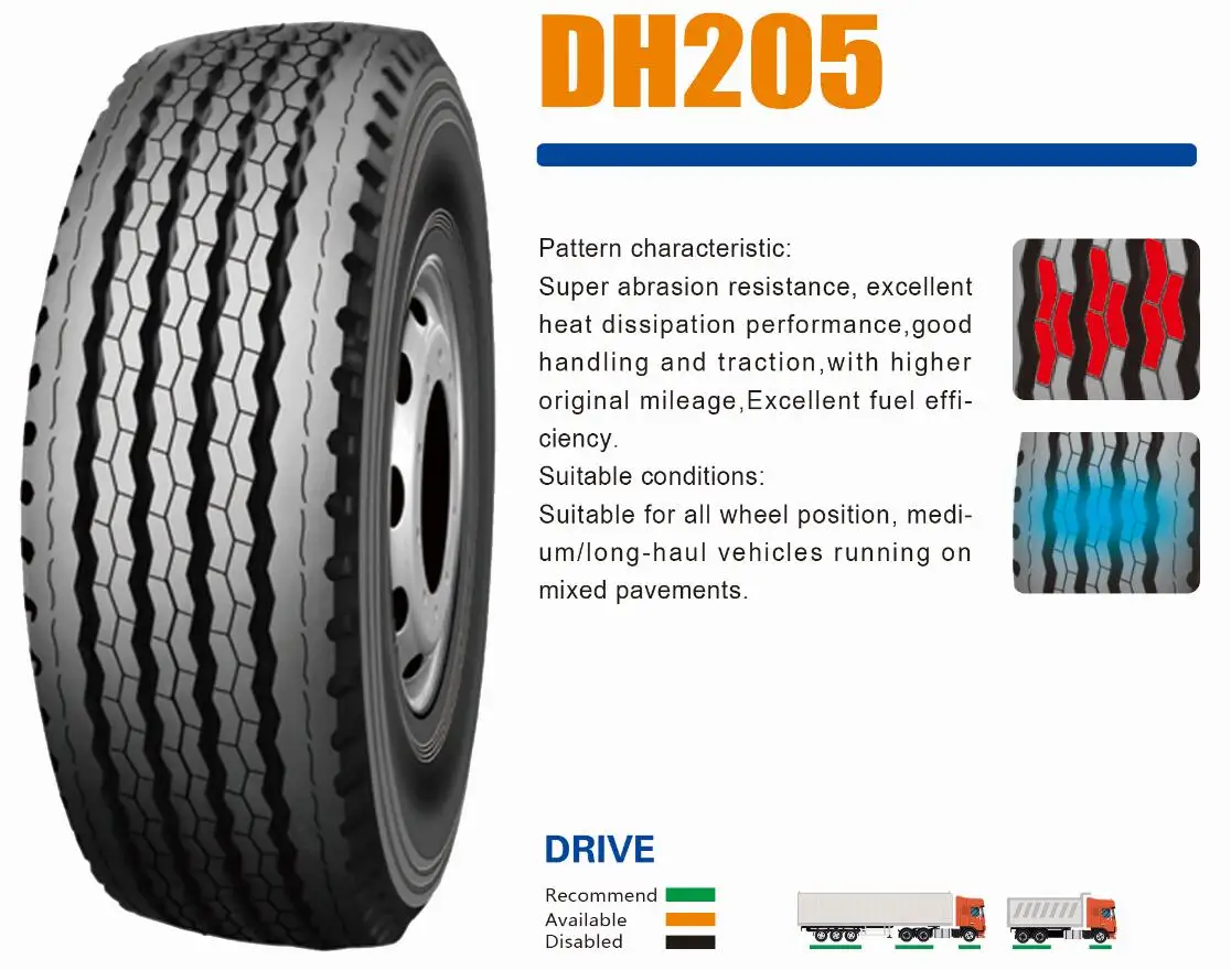 DURUN DH205 All-Position Long Haul Truck Tire for Fuel Saving and ...