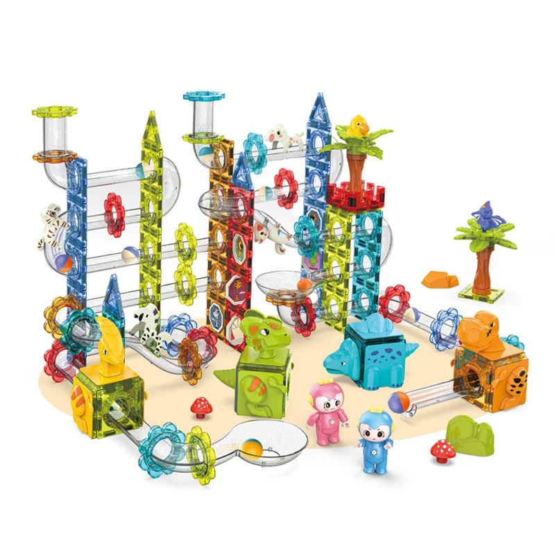 Rolling Ball Dinosaur Track Game Magnetic Building Blocks New Novelty ...