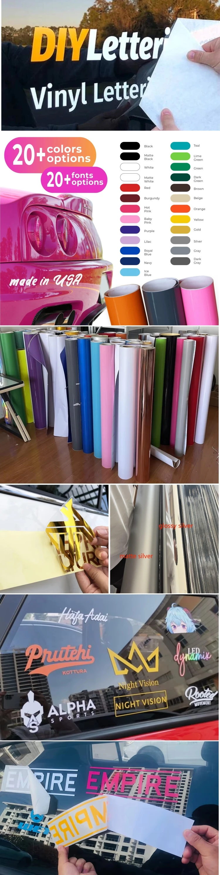 Custom Colorful Vinyl Transfer Decals Letters Logo Sticker Weatherproof ...