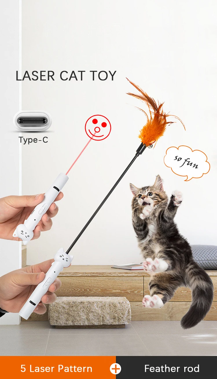 Pet Supplies Usb Charging Pointer Cat Toys Light Laser Cat Stick With ...