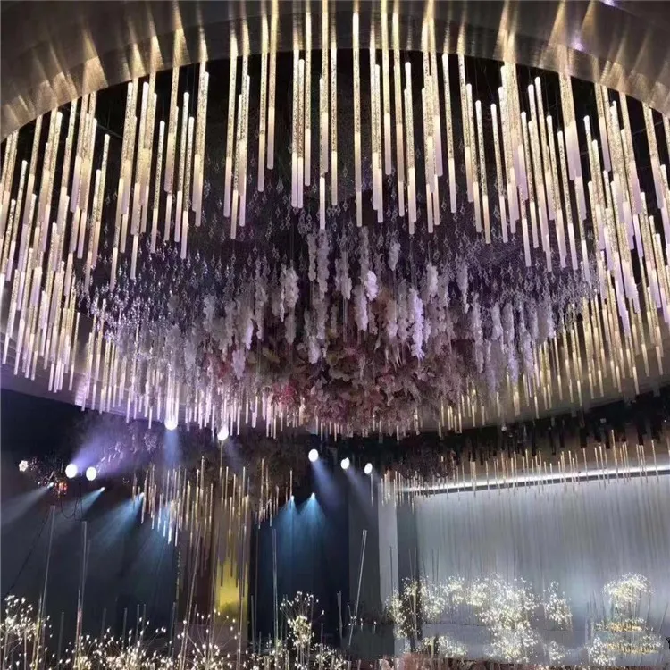 Wedding Stage Ceiling Lights 10 Heads Frosted Rod Chandelier LED ...
