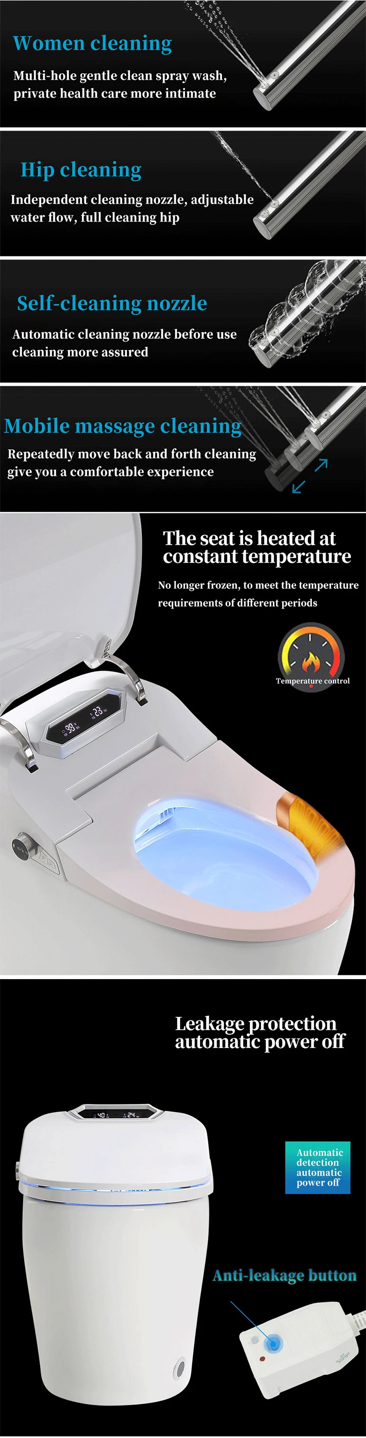 Smart WC Toilet - Automatic Self Clean & Voice Playback