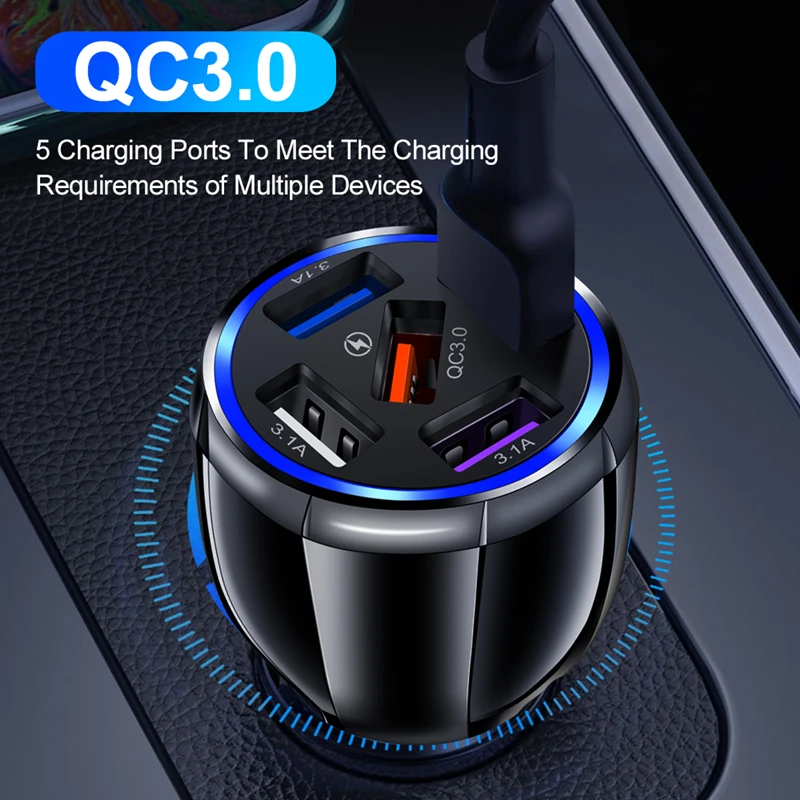 5 Usb Ports Qc3.0 Phone Charger Adapter Fast Charging Charger Quick ...