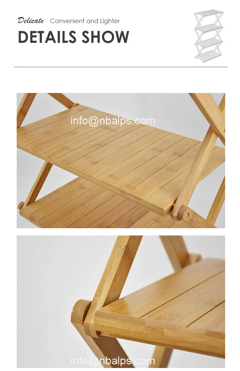 Outdoor Folding Shelves - Durable Bamboo Wood Camping Racks