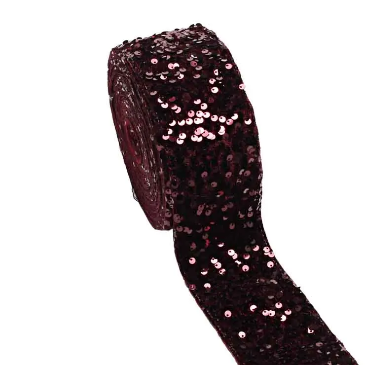 75mm Solid Colorful Rainbow Sequin Ribbons Fabric And Polyester ...