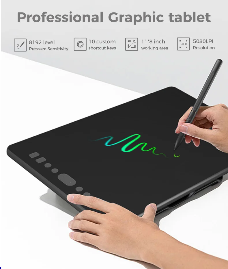 Jsk Paperless Drawing Tablet 10 Customized Keys Drawing Pad Pen Tablet ...