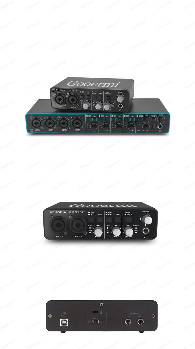 Gooermi UMC202 High Quality USB Audio Interface 2X2 USB Audio Interface ...