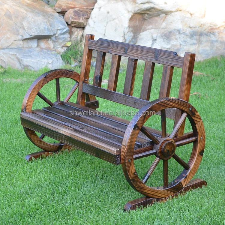 Classic Wooden Outdoor Bench With Sector Back,Arced Seat And Wagon ...