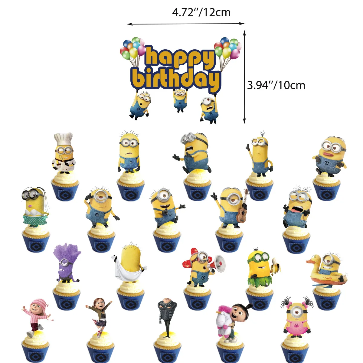 Yellow Little People Animated Characters Tablecloth Pull Flag Balloon ...