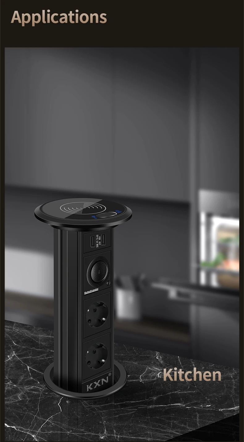 Electric Lifting Socket Tabletop with USB & Wireless Charging