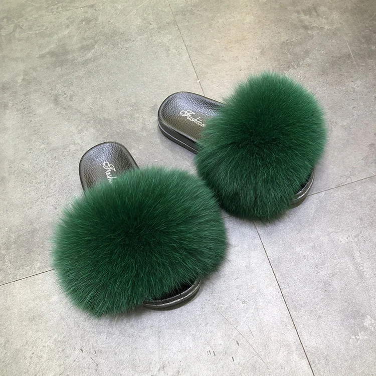 2022 Custom Wholesale Furry Ball Slippers - Real Fur Sandals